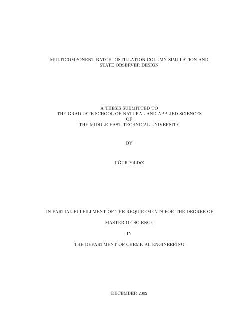 This thesis is dedicated to my family. - Middle East Technical ...