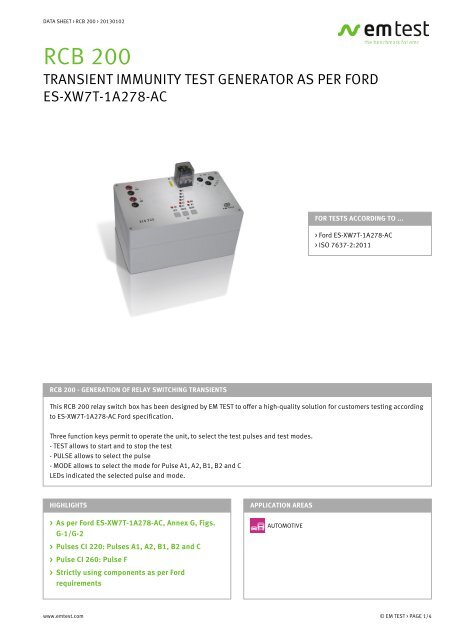 Data Sheet RCB 200 - EM Test