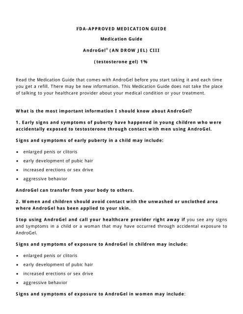FDA-APPROVED MEDICATION GUIDE Medication Guide AndroGel ...