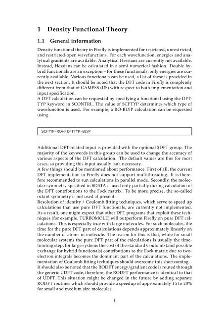 1 Density Functional Theory - Firefly