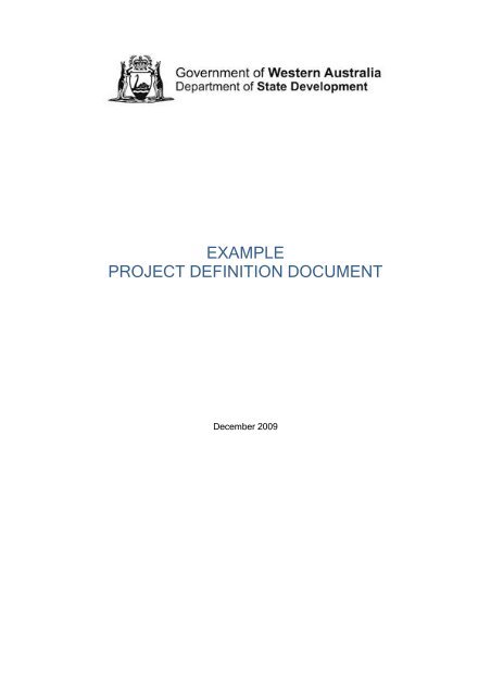 Example Project Definition Document Department Of State 