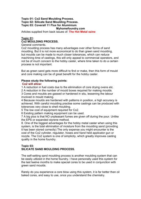 Topic 01: Co2 Sand Moulding Process - Metal Casting E-book