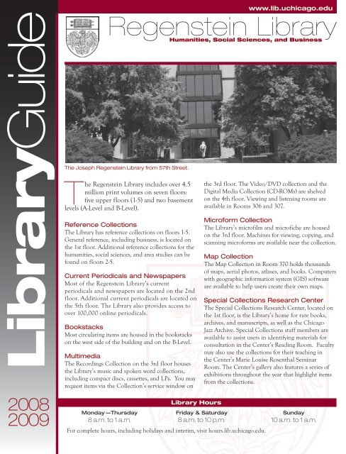 Regenstein Library Guide - The University of Chicago Library