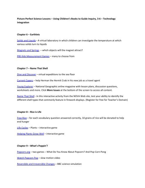 Picture Perfect Science Lessons – Using Children's Books to Guide ...