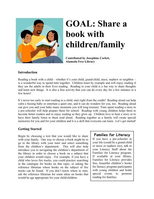 Share a book with children/family - California Library Literacy Services