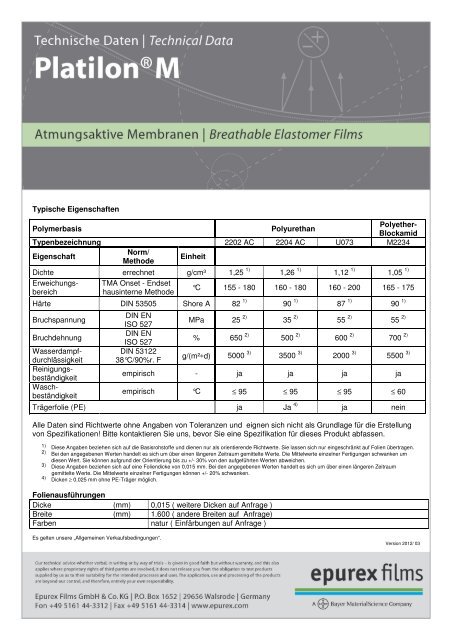 Atmungsaktive Membranfolien - Epurex Films GmbH