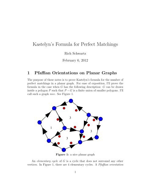 Kastelyn's Formula for Perfect Matchings