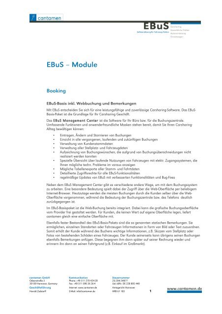 EBuS – Module - cantamen