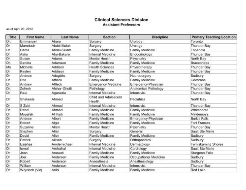 Clinical Sciences Division