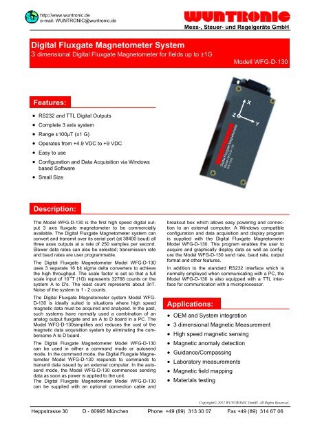 Digital Fluxgate Magnetometer System - Wuntronic GmbH