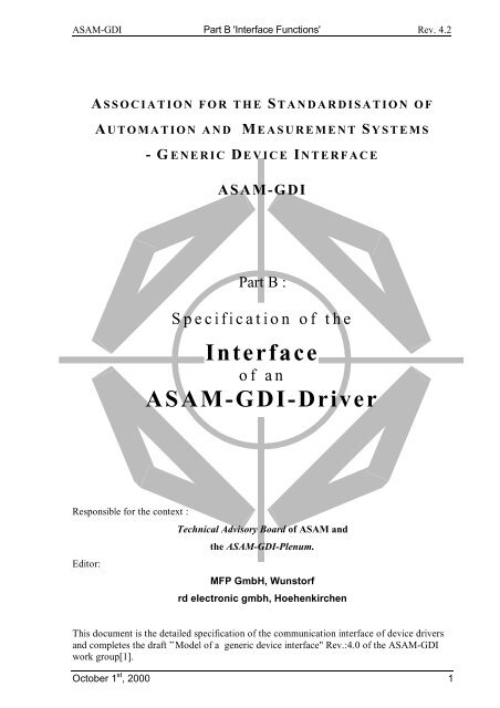 Interface ASAM-GDI-Driver - Workspaces