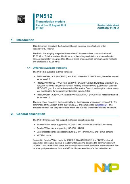 PN512 Transmission module - NXP