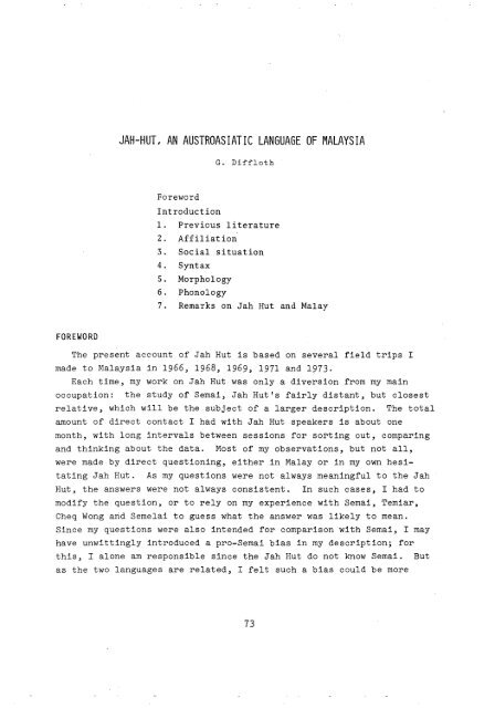 jah—hut, an austroasiatic language of malaysia - SEAlang