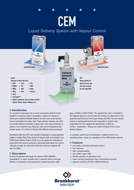 Liquid Delivery System with Vapour Control - Bronkhorst High-Tech ...