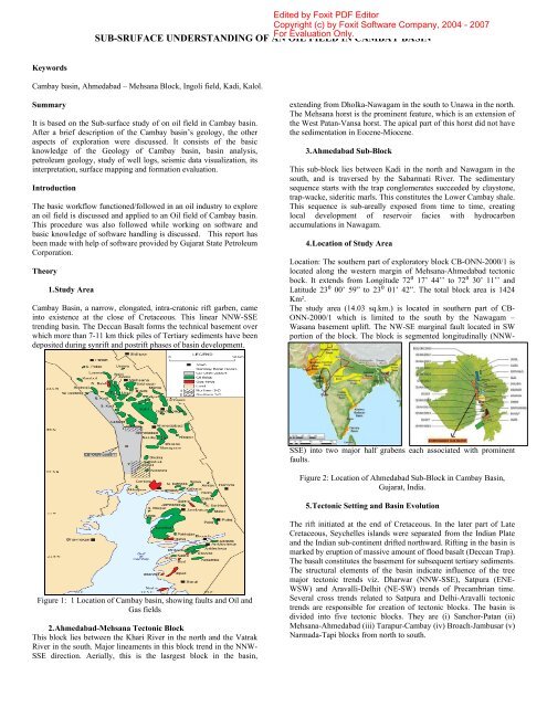 sub-sruface understanding of an oil field in cambay basin