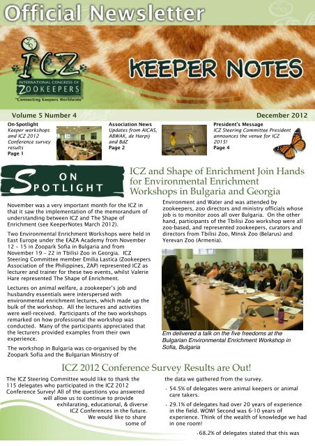 new "Keeper Notes" - Australasian Society of Zoo Keeping