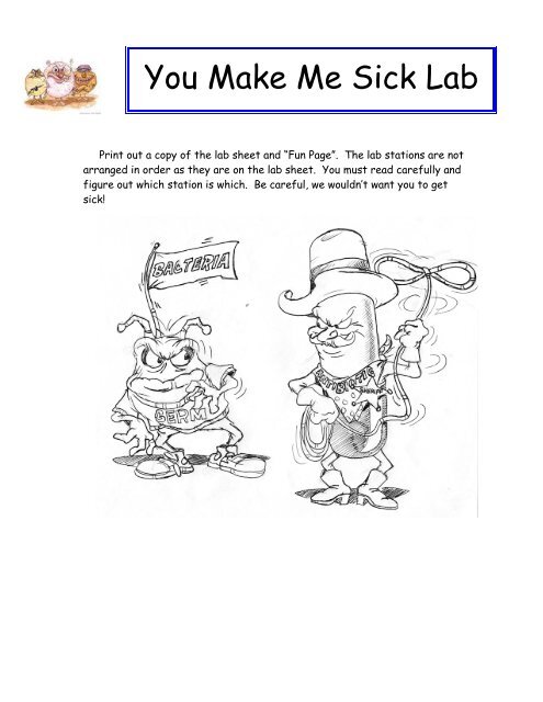 You Make Me Sick Lab - Science 8