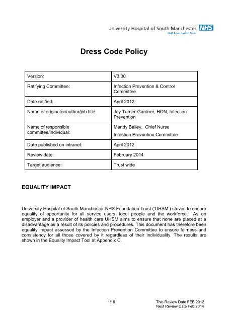 Dress Code Policy - UHSM
