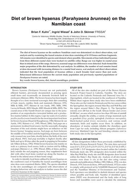 Kuhn et al 2008 [pdf] - Brown Hyena Research Project