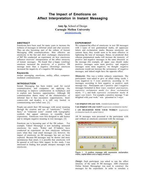 The Impact of Emoticons on Affect Interpretation in Instant Messaging