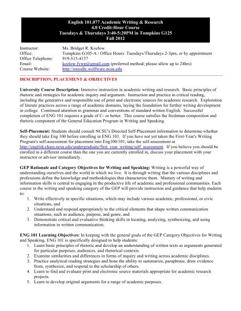 ENG 101_077 Syllabus - Department of English