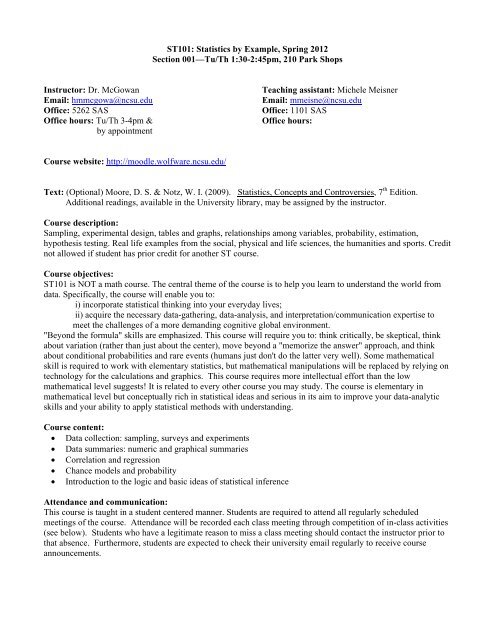 ST 101 - NCSU Statistics