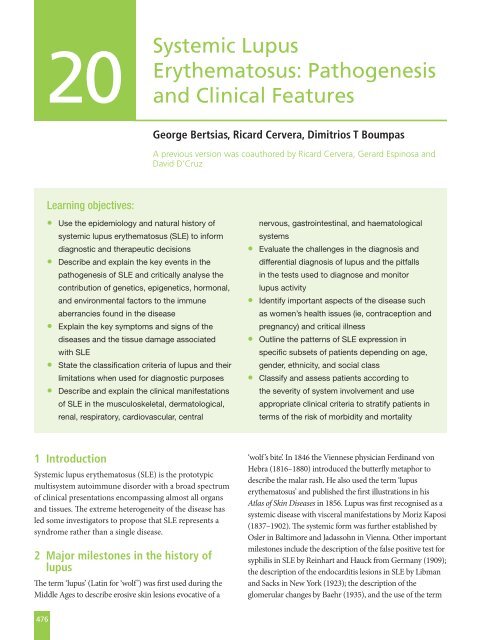 Systemic Lupus Erythematosus: Pathogenesis and Clinical Features