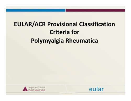 EULAR/ACR Provisional Classification Criteria for Polymyalgia ...