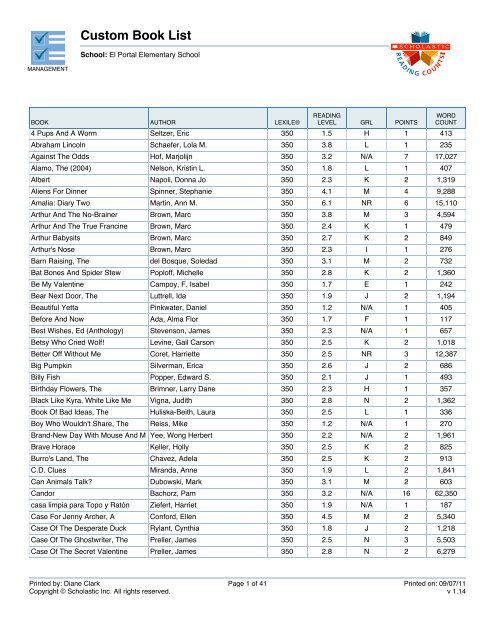 Custom Book List - Home Page