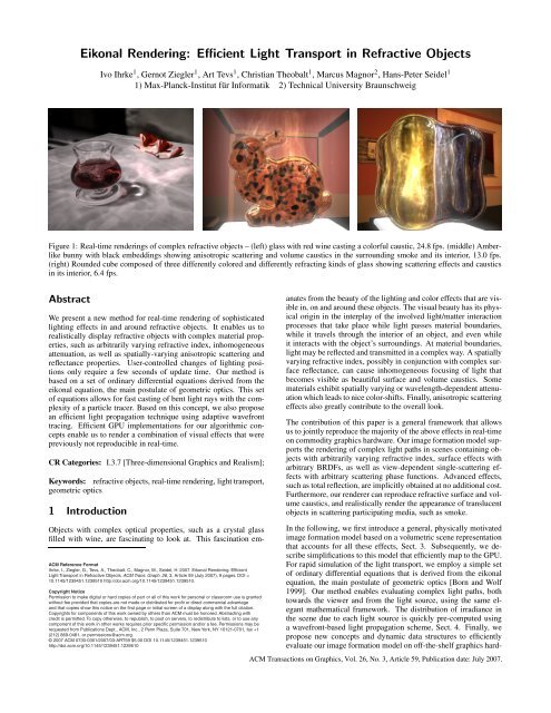 Eikonal Rendering Efficient Light Transport In Refractive Objects