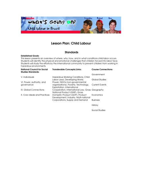 Lesson Plan: Child Labour in Brazil