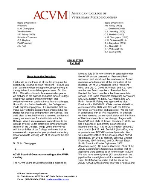 Fall - American College of Veterinary Microbiologists