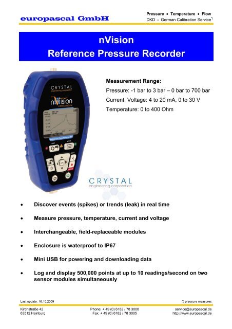 nVision Reference Pressure Recorder - Europascal GmbH