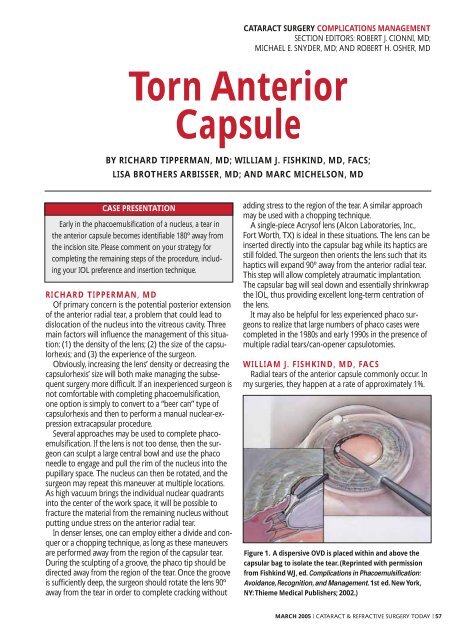 Torn Anterior Capsule - Cataract & Refractive Surgery Today