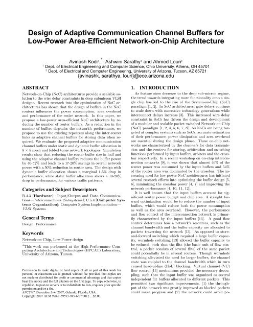 Design of Adaptive Communication Channel Buffers for Low-Power ...