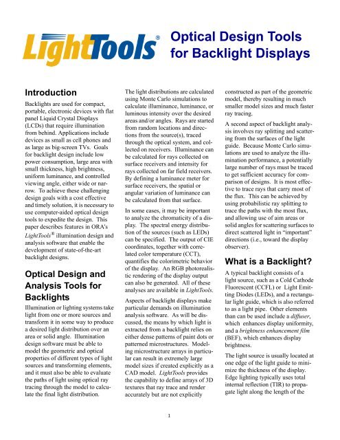 LightTools: Optical Design Tools for Backlight Displays