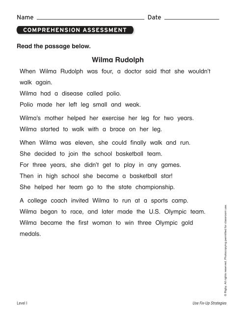 Wilma Rudolph - Rigby