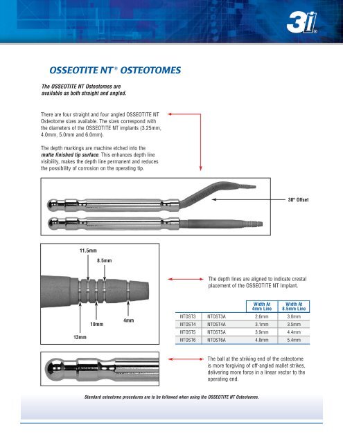 osseotite nt® osteotomes - BIOMET 3i