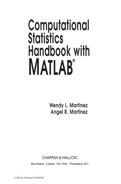 Computational Statistics Handbook With Matlab ® Wendy L