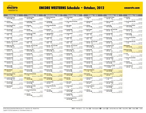 ENCORE WESTERNS Schedule - October, 2012 - Starz
