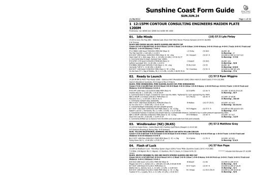 Sunshine Coast Form Guide - Racing Queensland
