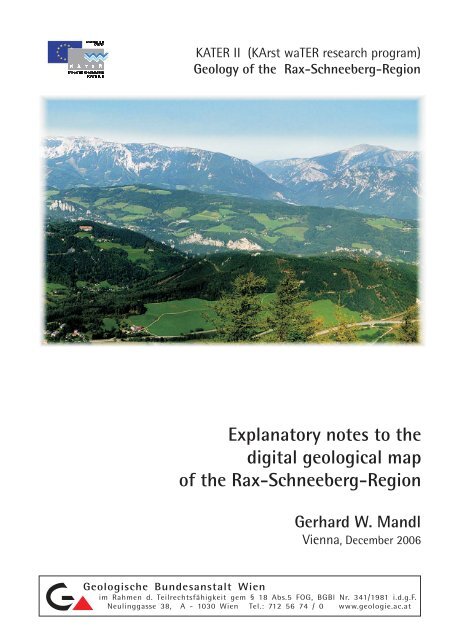 Explanatory notes to the digital geological map of the Rax ... - KATER