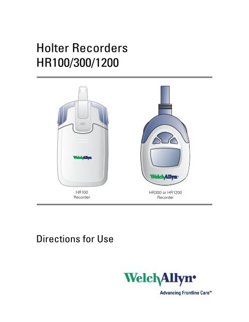 Holter Recorders HR100/300/1200 Directions for Use - Welch Allyn