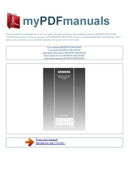 User manual SIEMENS ER12553EU - MY PDF MANUALS
