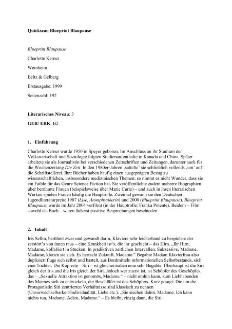 Quickscan Blueprint Blaupause Blueprint ... - Lezen voor de lijst