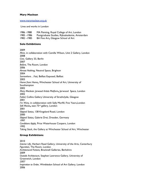 Mary Maclean - Outside Architecture