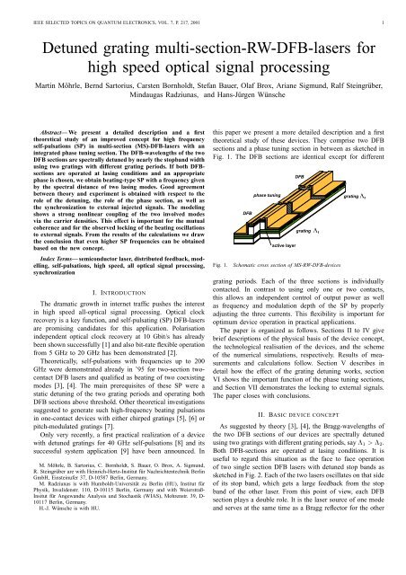 Detuned grating multi-section-RW-DFB-lasers for high speed optical ...
