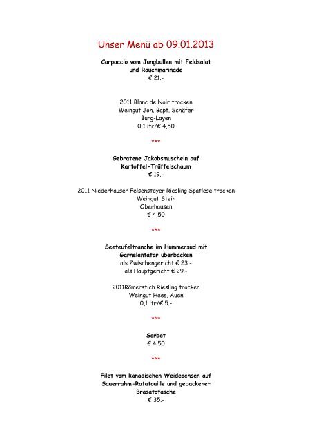 unser aktuelles Menü....