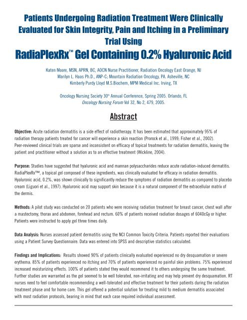 Patients Undergoing Radiation Treatment Were ... - MPM Medical Inc.