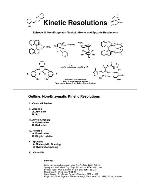Kinetic Resolutions - The Stoltz Group